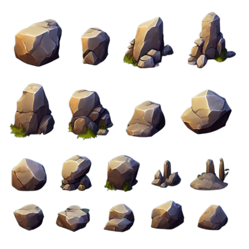 33-Piece Isometric Rock Set - 128x128 Pixel Art Assets by ubermensch71