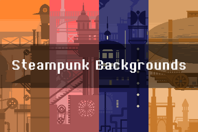 Free Steampunk Pixel Art Backgrounds by Free Game Assets (GUI, Sprite ...