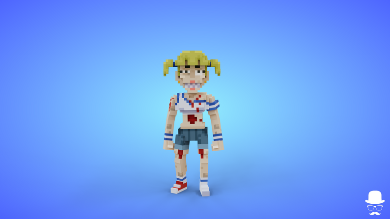 Voxel Female Zombie Character 3 - 3D Fantasy Game Asset by MrMGames