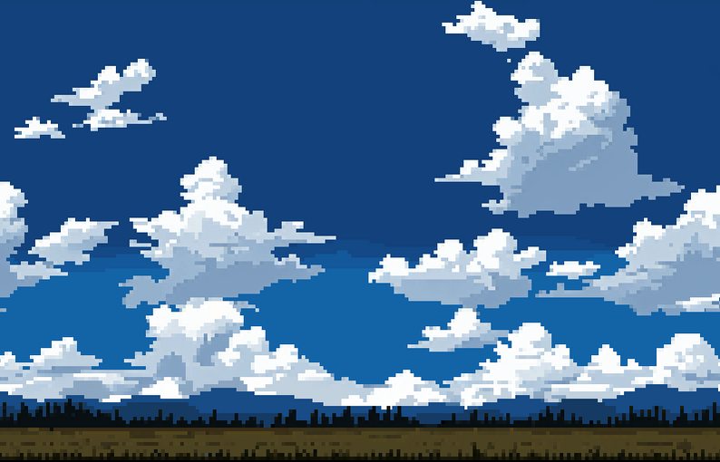 Clouds Parallax Backgrounds featuring clouds, sky, and a small forest ...