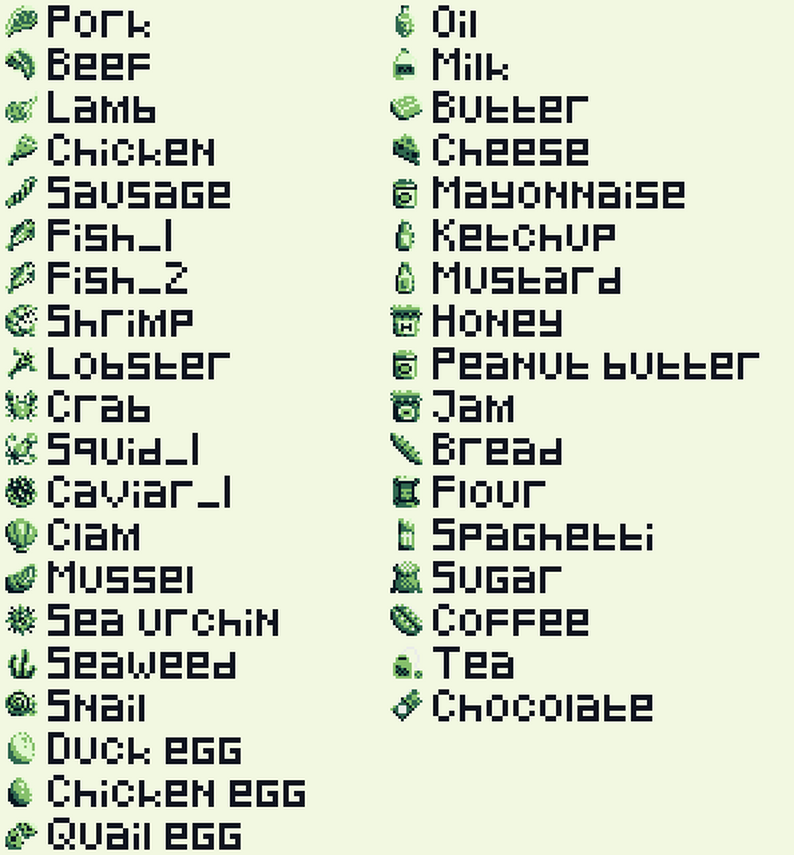 GB Studio Deli Icons by The Pixel Nook