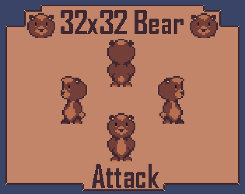 32x32 Pixel Art Bear by Pedrodis