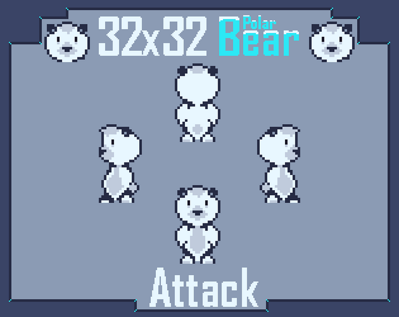 32x32 Pixel Art Polar Bear by Pedrodis