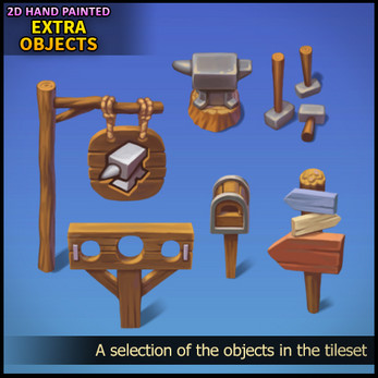 2D Hand Painted - Extra Objects Tileset by Daniel Thomas