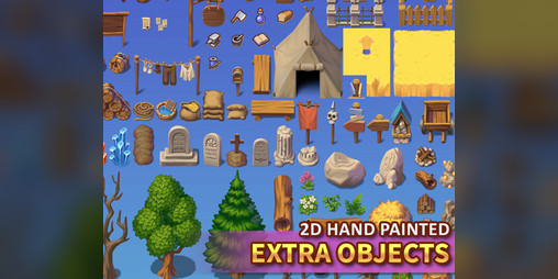 2D Hand Painted - Extra Objects Tileset by Daniel Thomas