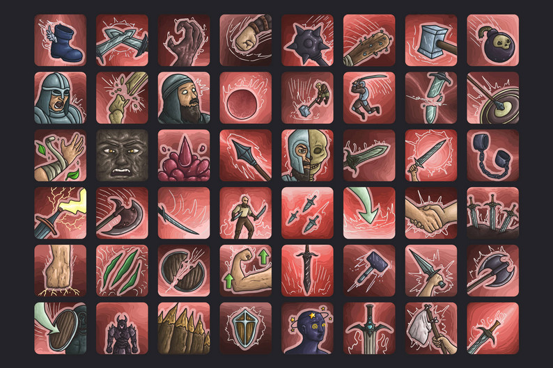 Warrior Skills Icon Pack by Free Game Assets (GUI, Sprite, Tilesets)