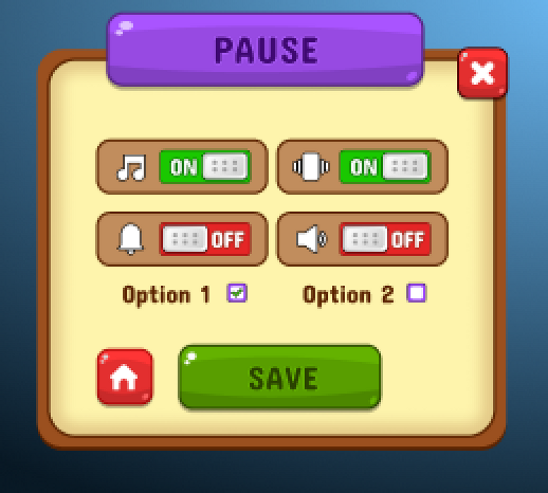 Cool 2D Game Ui Design with custom icons by TheRustyArt