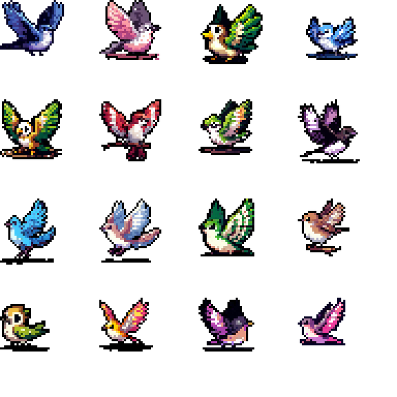 pixel art birds by Michael Jay