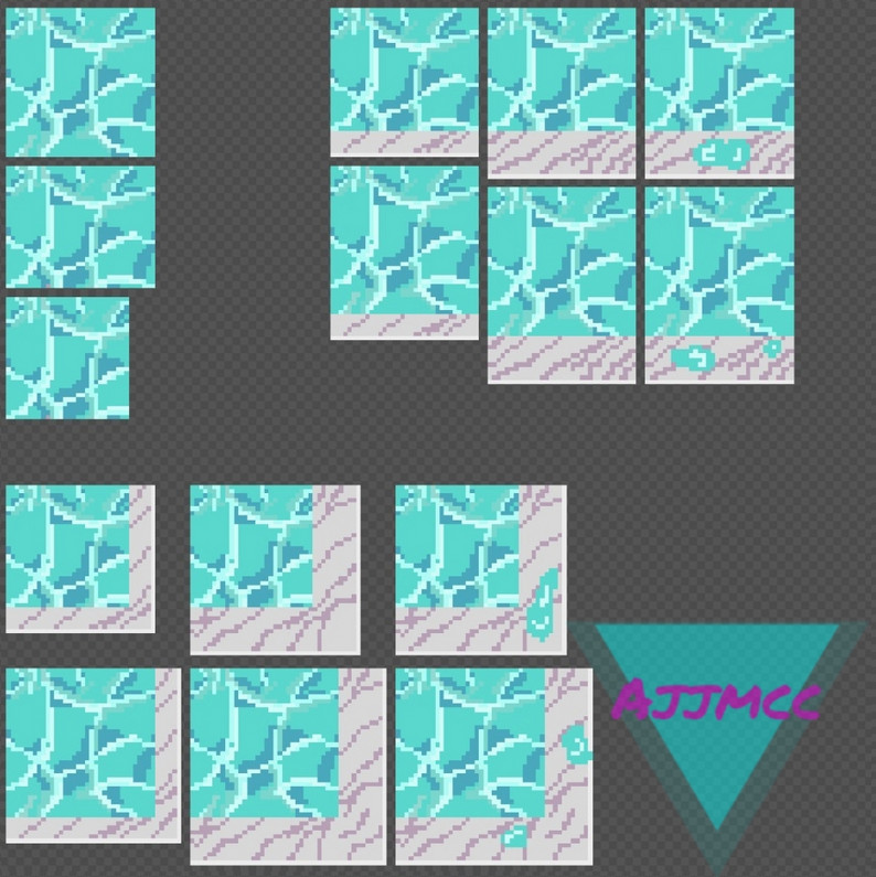80's Pool Pixel Art Tile Set by AJJMCC