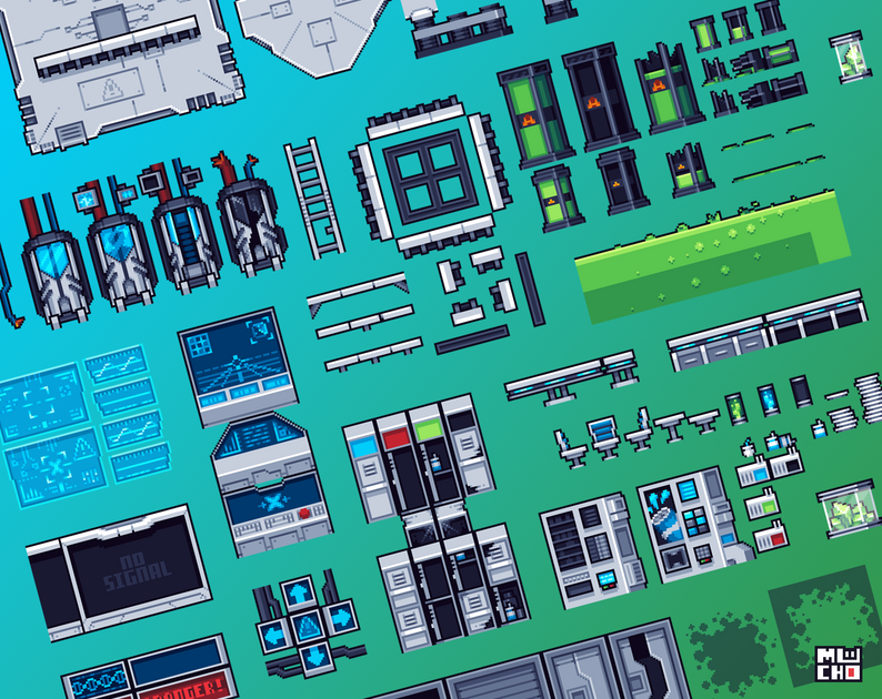 Spaceship Tileset Pack by Mucho Pixels