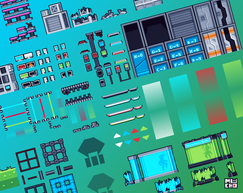 Spaceship Tileset Pack by Mucho Pixels