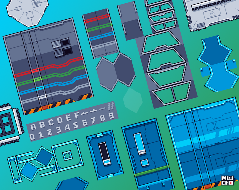 Spaceship Tileset Pack by Mucho Pixels