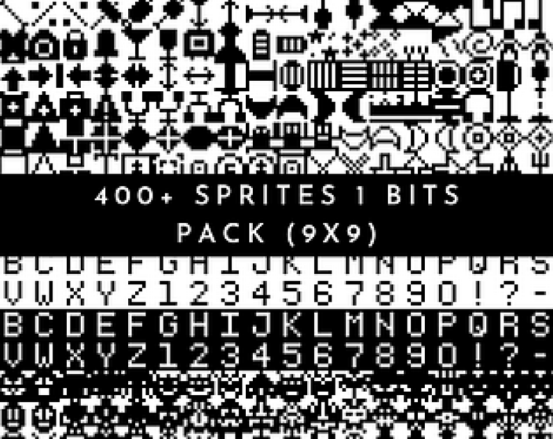 400+ sprites 1 bits- Pack (9x9) by KabGames