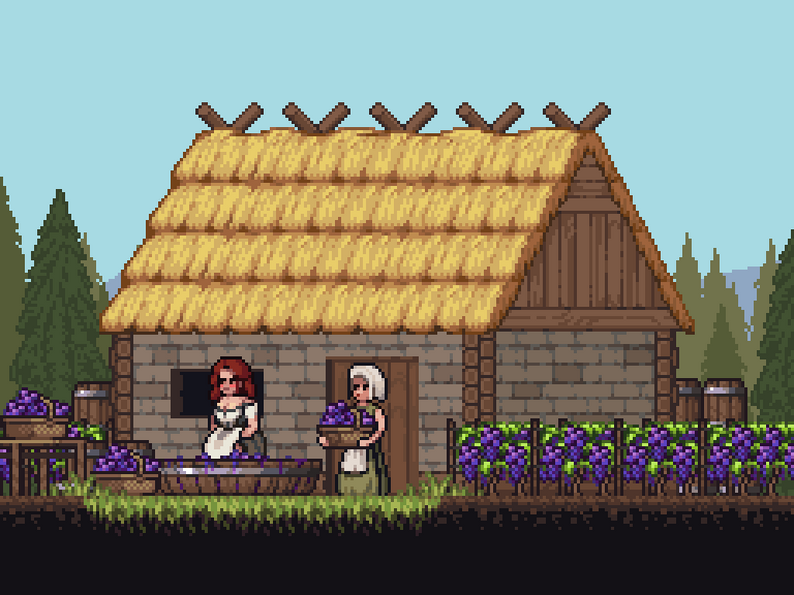 Pixel Art Village Houses Asset Pack - 2D Sidescroller by GandalfHardcore