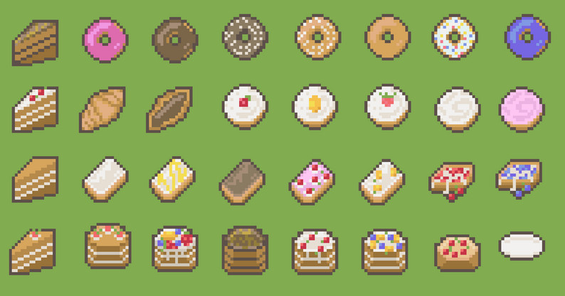Sweet Pixel Bakery — 16x16 game assets assorted bakery by Berryxblossom