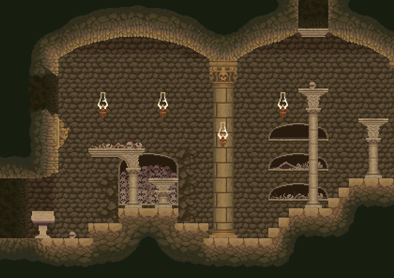 Catacombs 2D Sidescroller Tileset (w/ Demo) by pedroleaoart@gmail.com