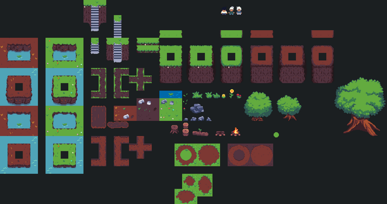 Top down forest tileset pack by REIMONKEY