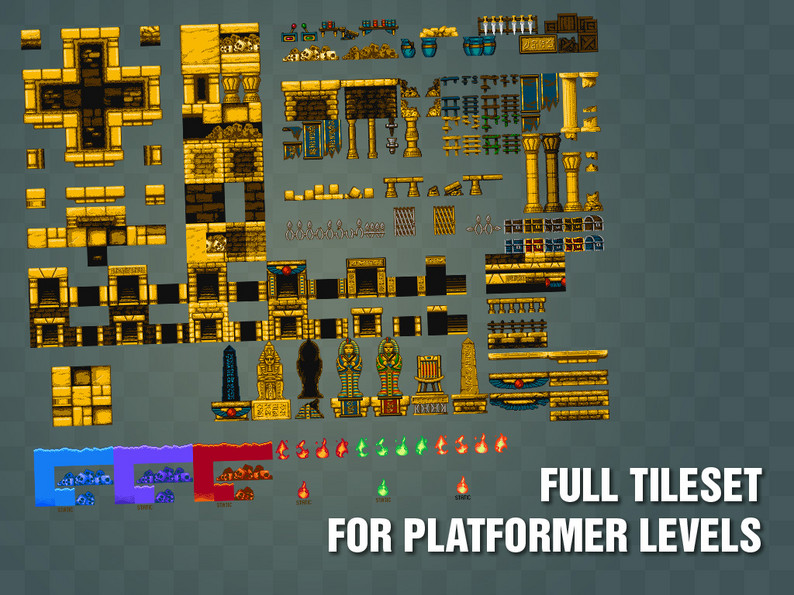 8-Bit Temple Tileset by Rumblecade