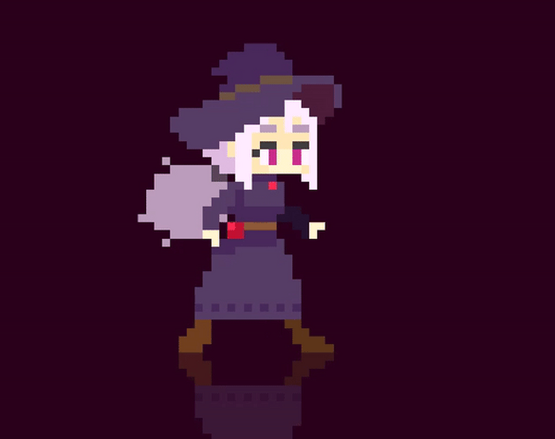 2D Pixel Art Character + Portrait - Fantasy Saga #4 - Dark witch by ApyrYon