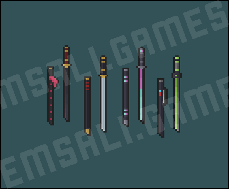 Pixel Katanas Pack by EMSALI Assets