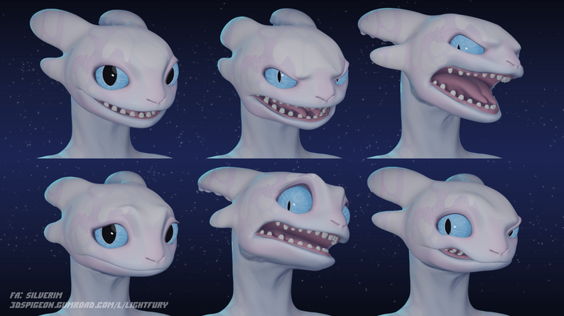 Light fury 3d model (HTTYD fanart) by Silverim