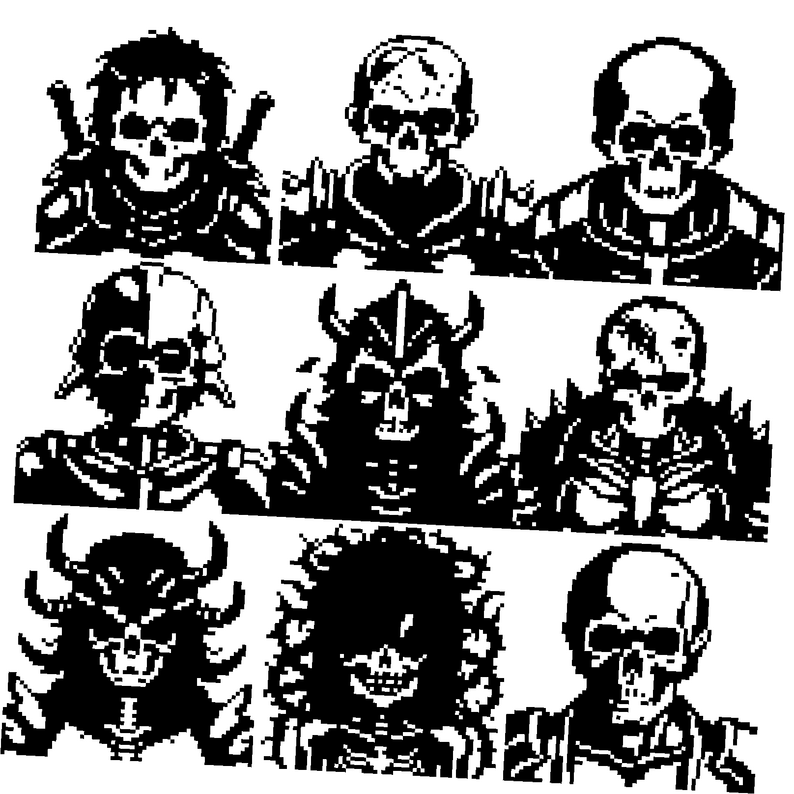 Skeleton Boss Pack - 1-Bit Pixel Art Halloween Monster Portrait for ...