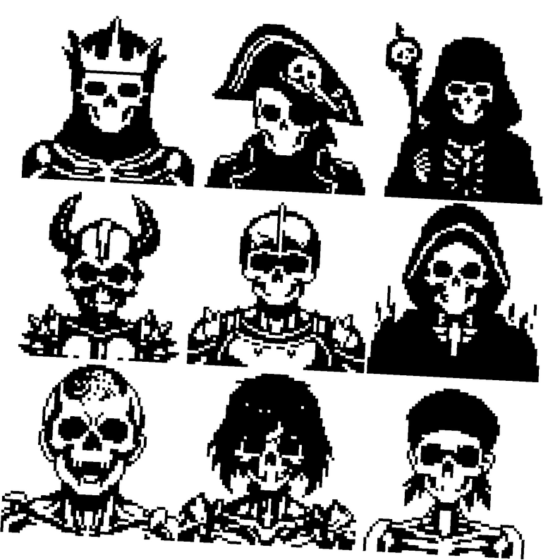Skeleton Boss Pack - 1-Bit Pixel Art Halloween Monster Portrait for ...