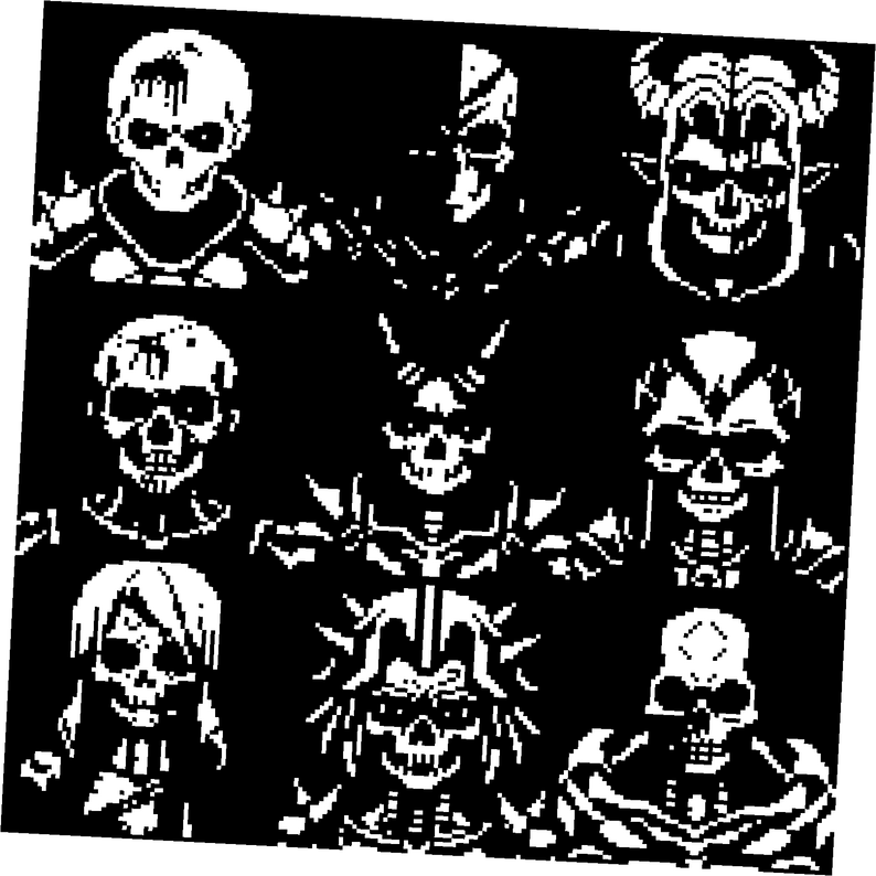Skeleton Boss Pack - 1-Bit Pixel Art Halloween Monster Portrait for ...