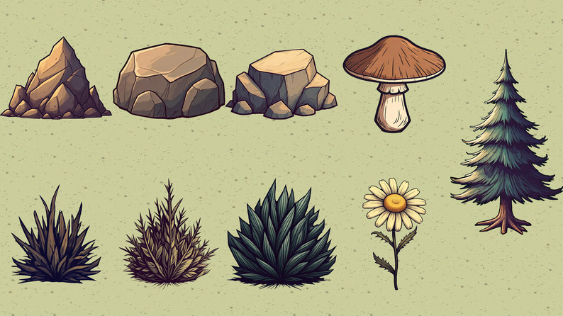 Forest Biome Tile Set: 10 Isometric 2D Sprites .PNG by PabloGameDev