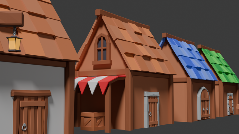 Free Low Poly Modular House Pack by Leon Twemlow
