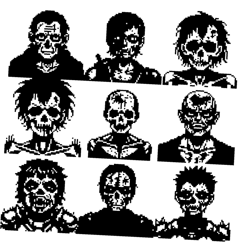Zombie Boss Pack - 1-Bit Pixel Art Halloween Monster Portrait for ...
