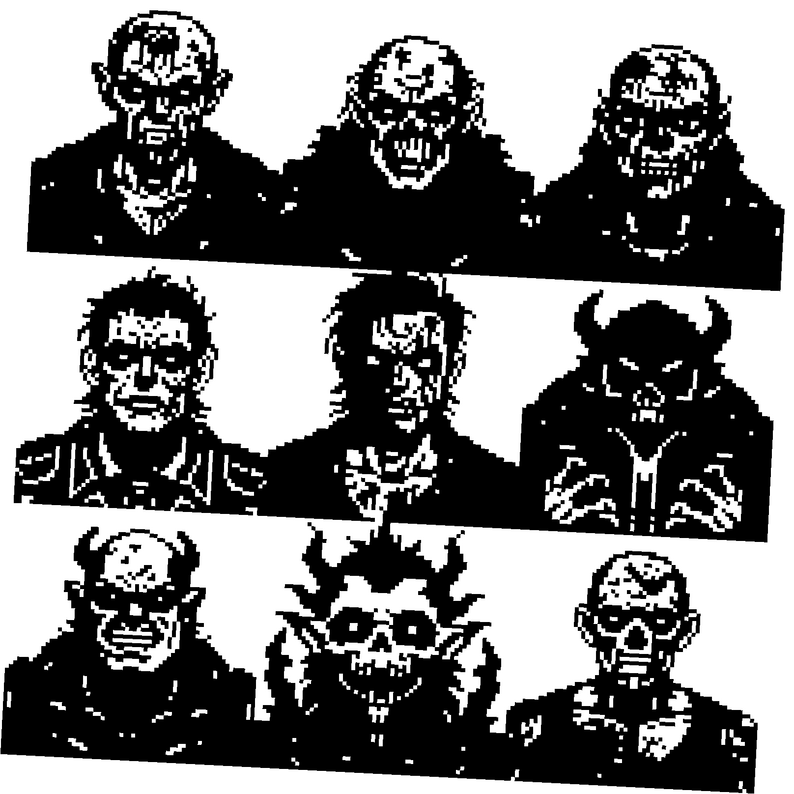 Zombie Boss Pack - 1-Bit Pixel Art Halloween Monster Portrait for ...