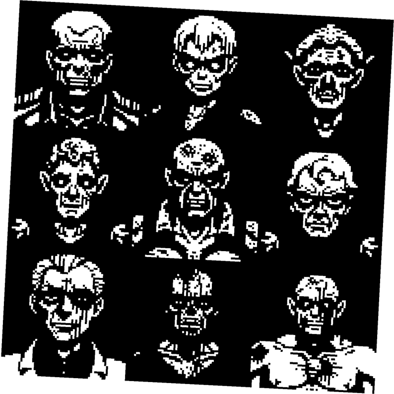 Zombie Boss Pack - 1-Bit Pixel Art Halloween Monster Portrait for ...