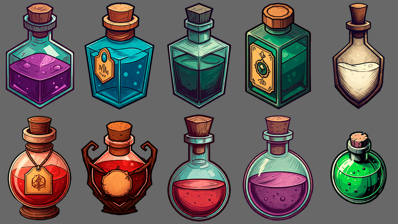 Potions Sprites / Alchemy - Game Asset Pack 2D .PNG by PabloGameDev