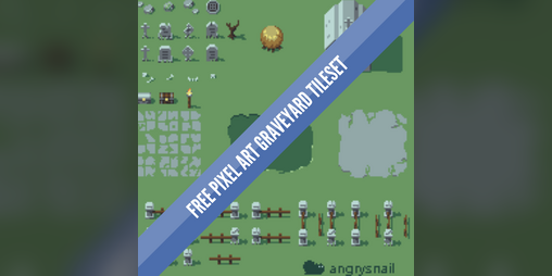 16*16 Pixel art graveyard tileset by angrysnail