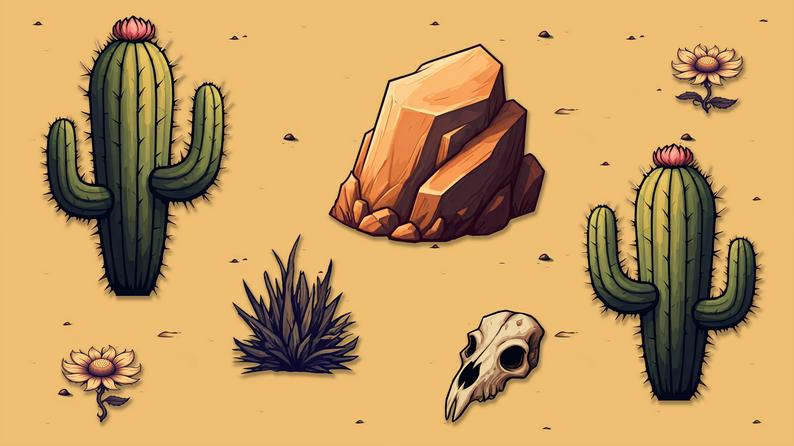 Desert Biome Tile Set : Isometric 2D .PNG by PabloGameDev