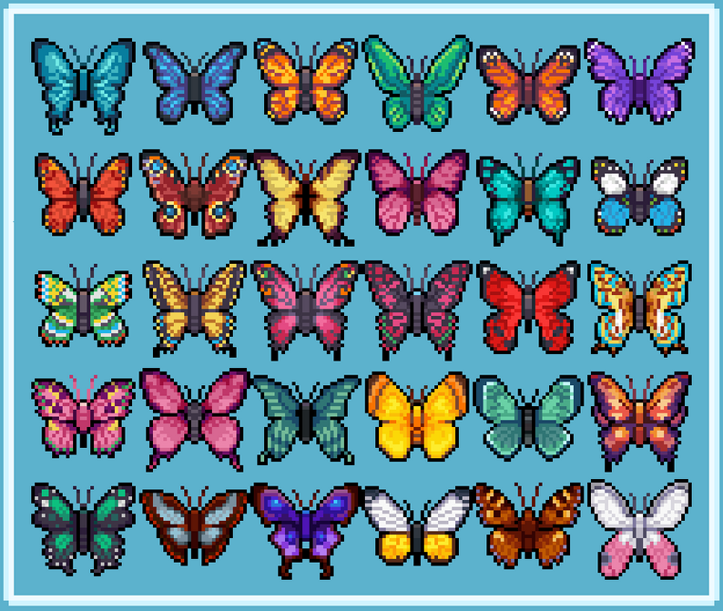 Butterfly pixel art animation by CoffeeGuy