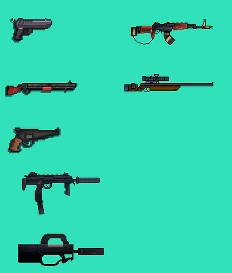 Guns Pack - 2D Pixel Art with Animation by willdex