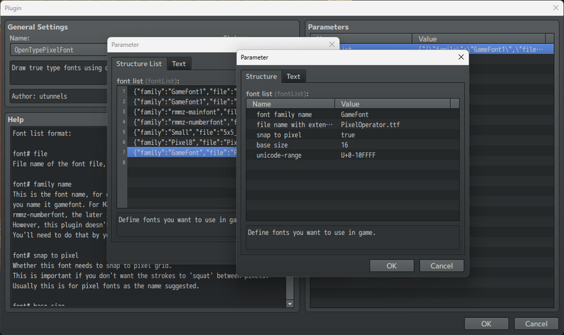 Opentype Pixel Font Renderer for MV/MZ by utunnels