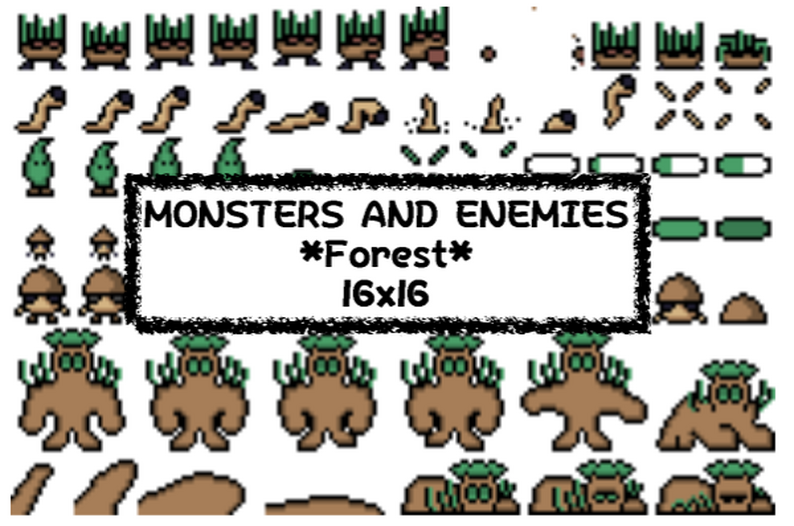 MONSTERS AND ENNEMIES - Angria's 16x16 assets by Octotem