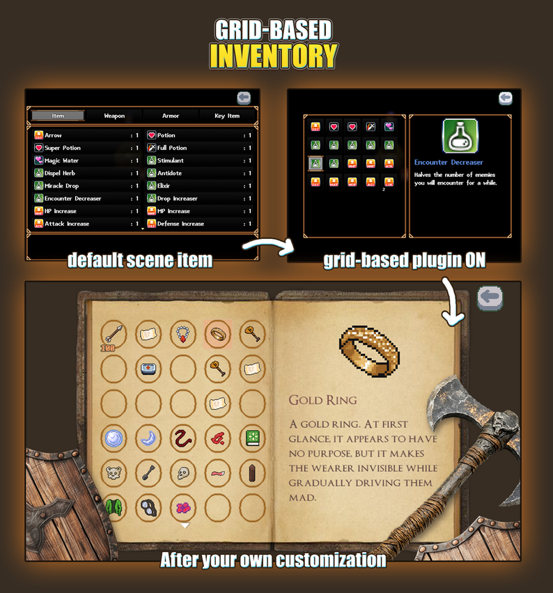 Grid-based Inventory - Plugin for RPG Maker MZ by Sang Hendrix