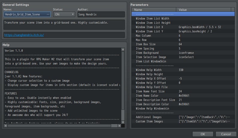 Grid-based Inventory - Plugin for RPG Maker MZ by Sang Hendrix