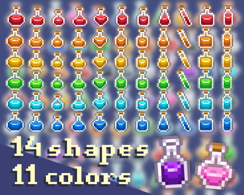 154 potions pixel-art icons by Frenchpixelle