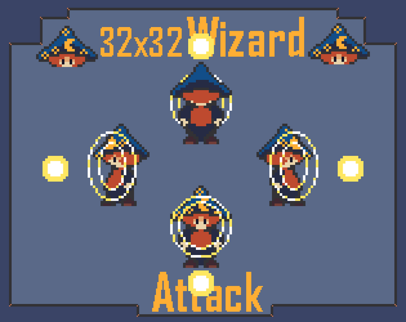 32x32 Pixel Art Wizard by Pedrodis