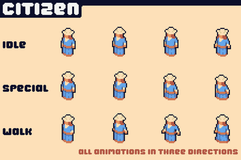 Free Pixel Citizens for Top-Down TD by Free Game Assets (GUI, Sprite ...