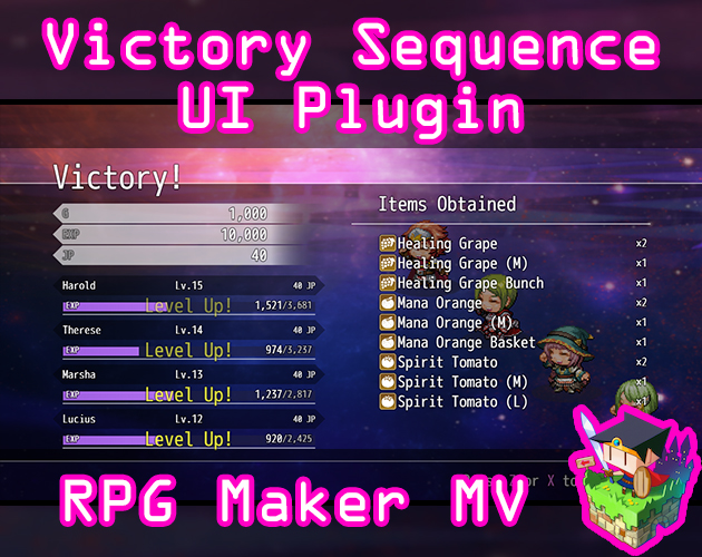 Victory Sequence UI plugin for RPG Maker MV by Olivia