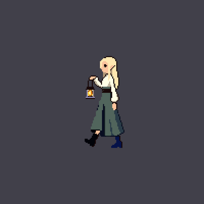 2D Pixel Art Elf Character Lantern Asset Pack by gamecodelibrary