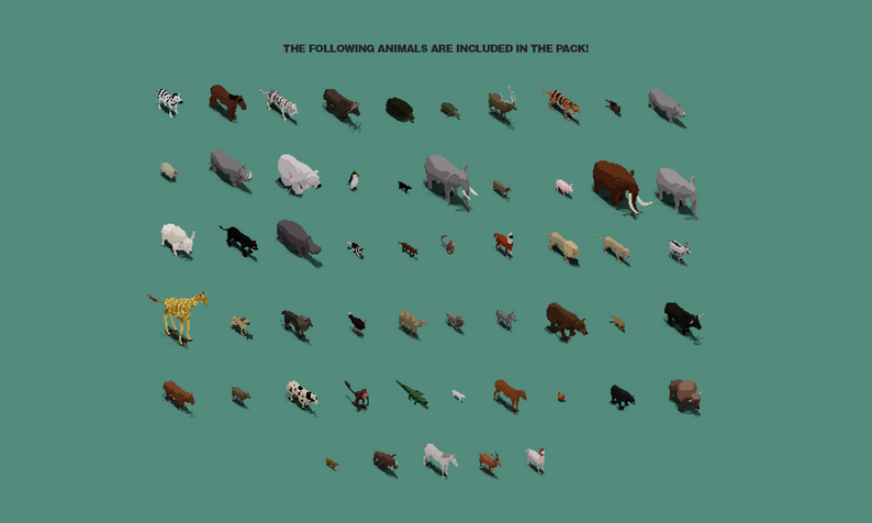 Animals mega pack! 8-Directional Animated - Over 50 Top-Down pixel 2D ...
