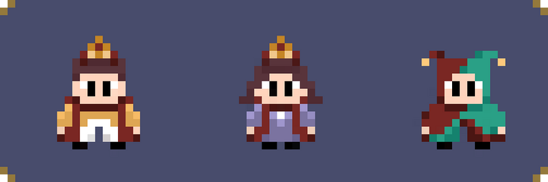 Pixel Art Character Pack – King, Queen, Jester (16x16) with 7 ...