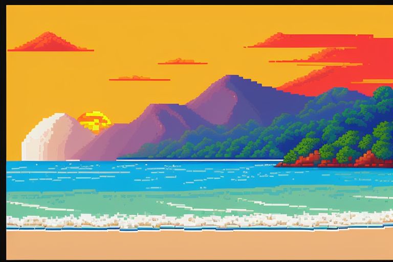 Golden Beach Horizon Pixel Background by Krishnamohan Yagneswaran